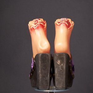 Vintage | Shoes | 97s Purple Velvet Platform Mules Heels Shoes | Poshmark